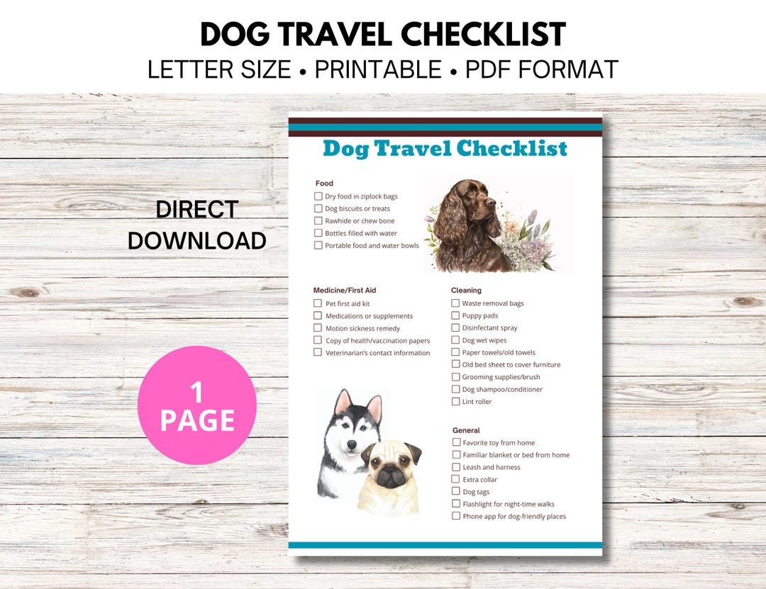 Dog Travel Checklist, Printable Checklist, Dog Packing Checklist ...
