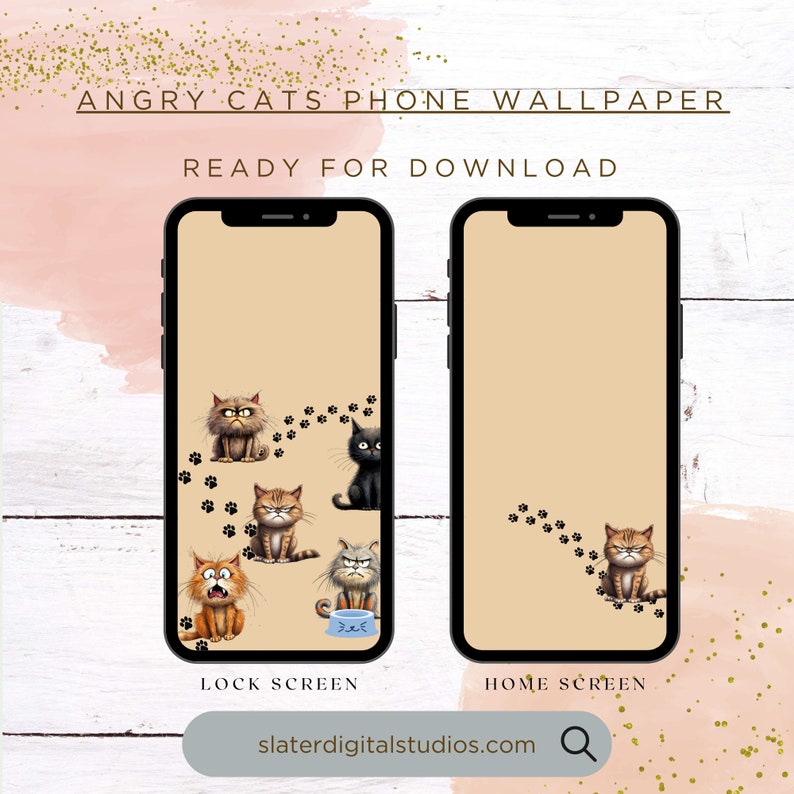 Angry Cats Phone Wallpaper Set, Phone Lock Screen, Phone Home Screen ...