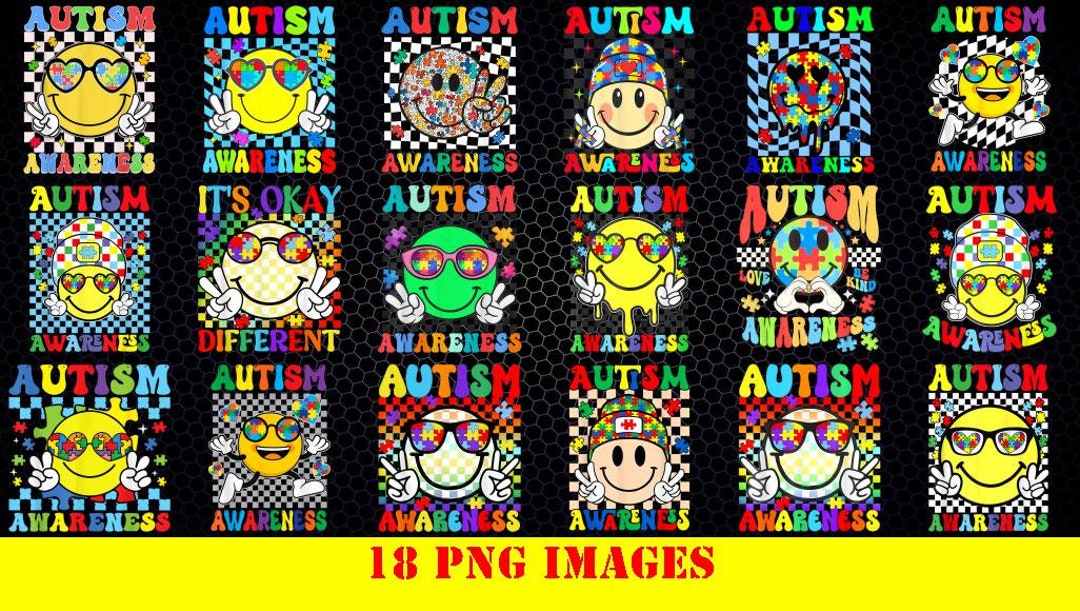 Autism Awareness Hippie Smile Png, Retro Groovy Autism Awareness Hippie ...
