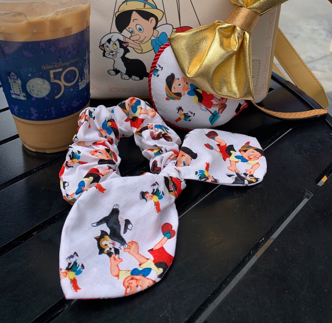 Pinocchio Scrunchie for Thick Hair, Pinocchio Hair Bow With Figaro ...