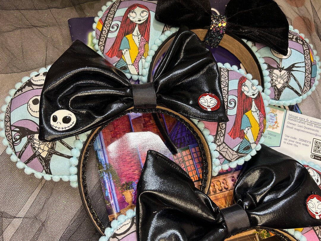 Jack and Sally Minnie Ears, Zero Mickey Ears for Halloween Party ...