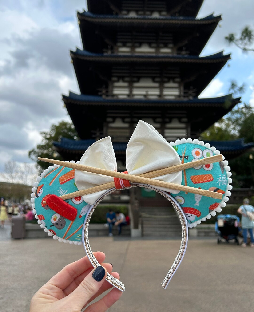 Sushi Themed Mickey Mouse Ears Headband Red Sashimi Chopstick Mickey ...