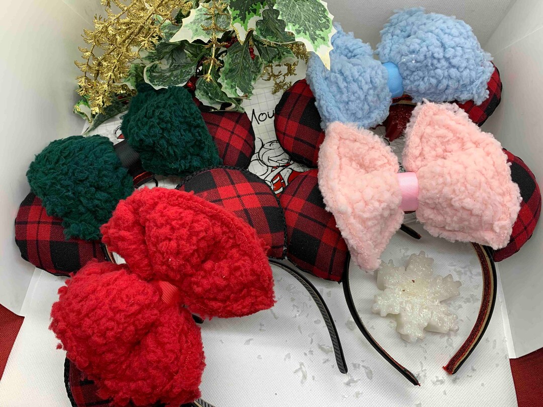 Buffalo Plaid Mickey Mouse Ears Winter Plaid Fleece Minnie - Etsy