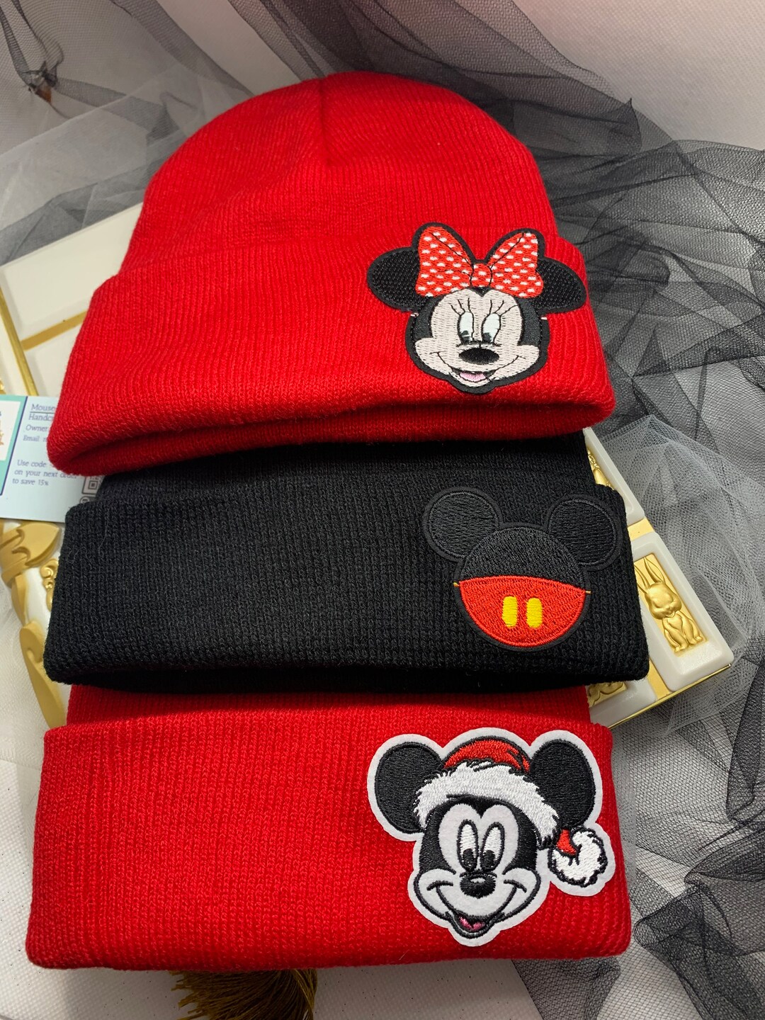 Mickey Mouse Beanie Hat for Kids, Mickey Red Beanie for Adults, Minnie ...