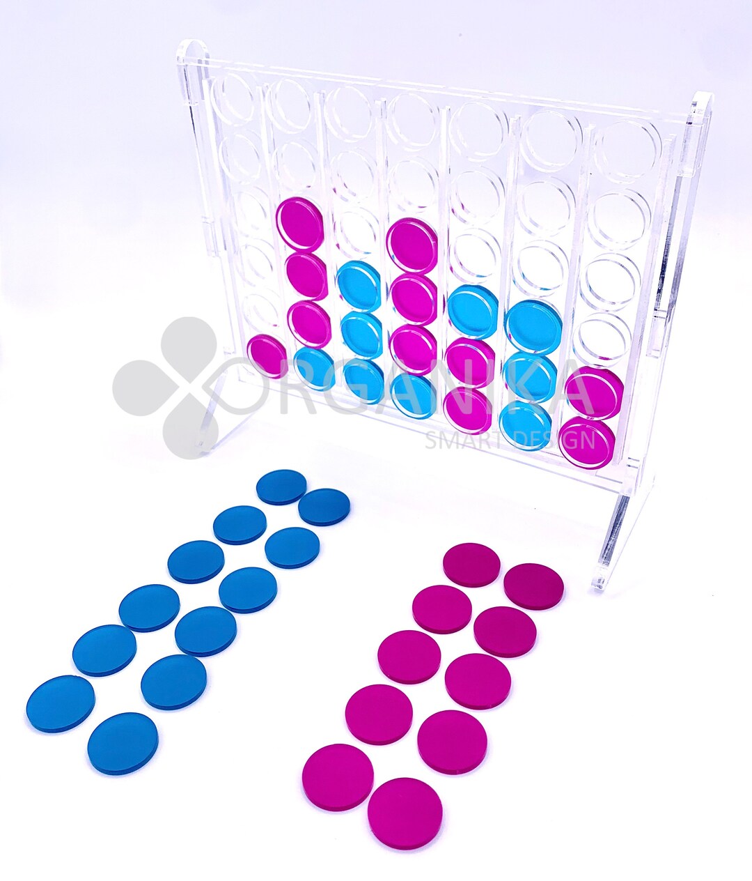 Acrylic Four in a Row Game – Clear Acrylic Board With Color Pieces ...