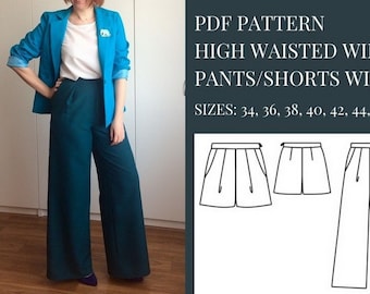 Wide Leg Trousers Sewing Pattern - Etsy