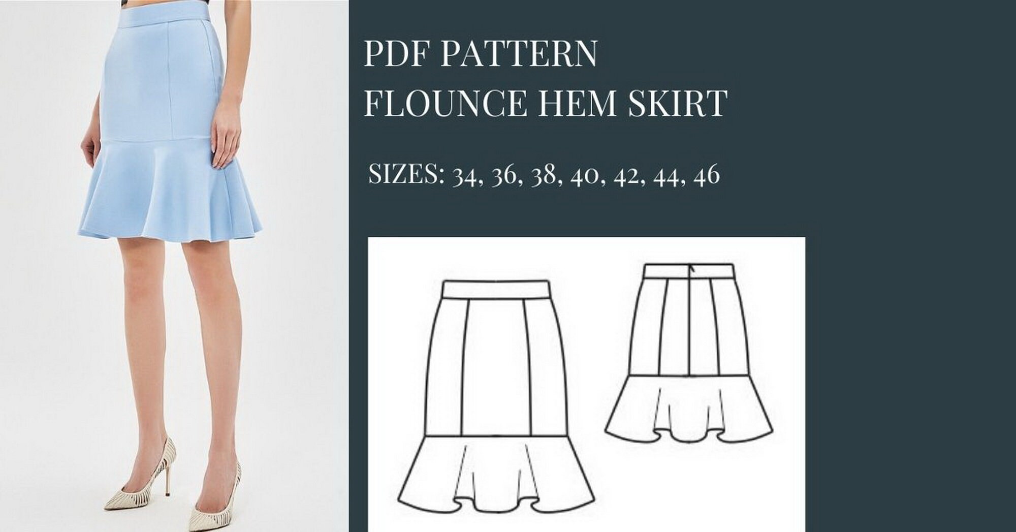 Flounce Hem Skirt Pattern Sewing Pattern Pattern Sewing PDF - Etsy