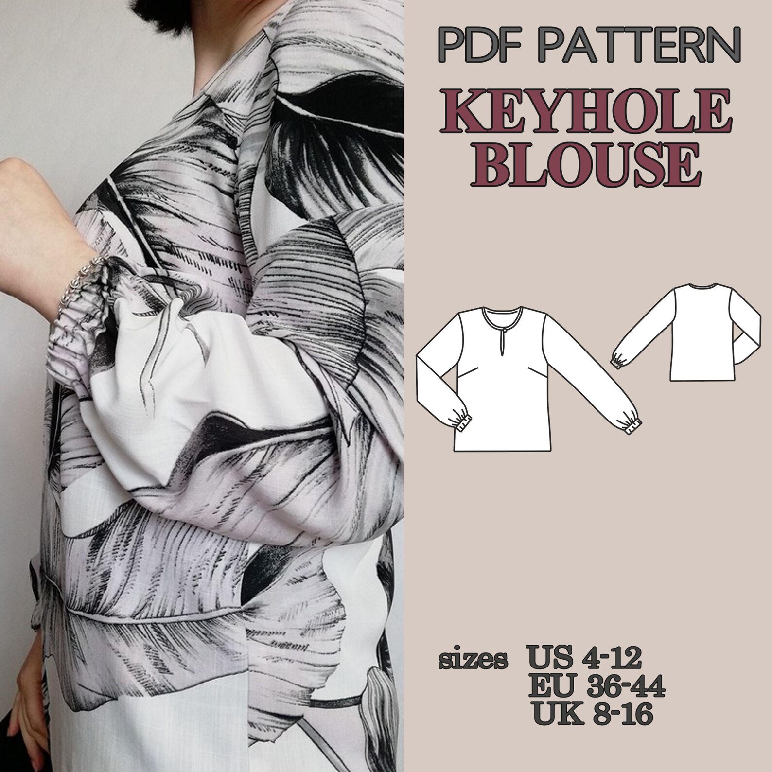 PDF Blouse Pattern, Blouse Sewing Pattern, Sewing Patterns, Pattern ...
