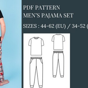 PDF Pajama Patterns Men's Pajama Set Sewing Pattern Loungewear Patterns ...
