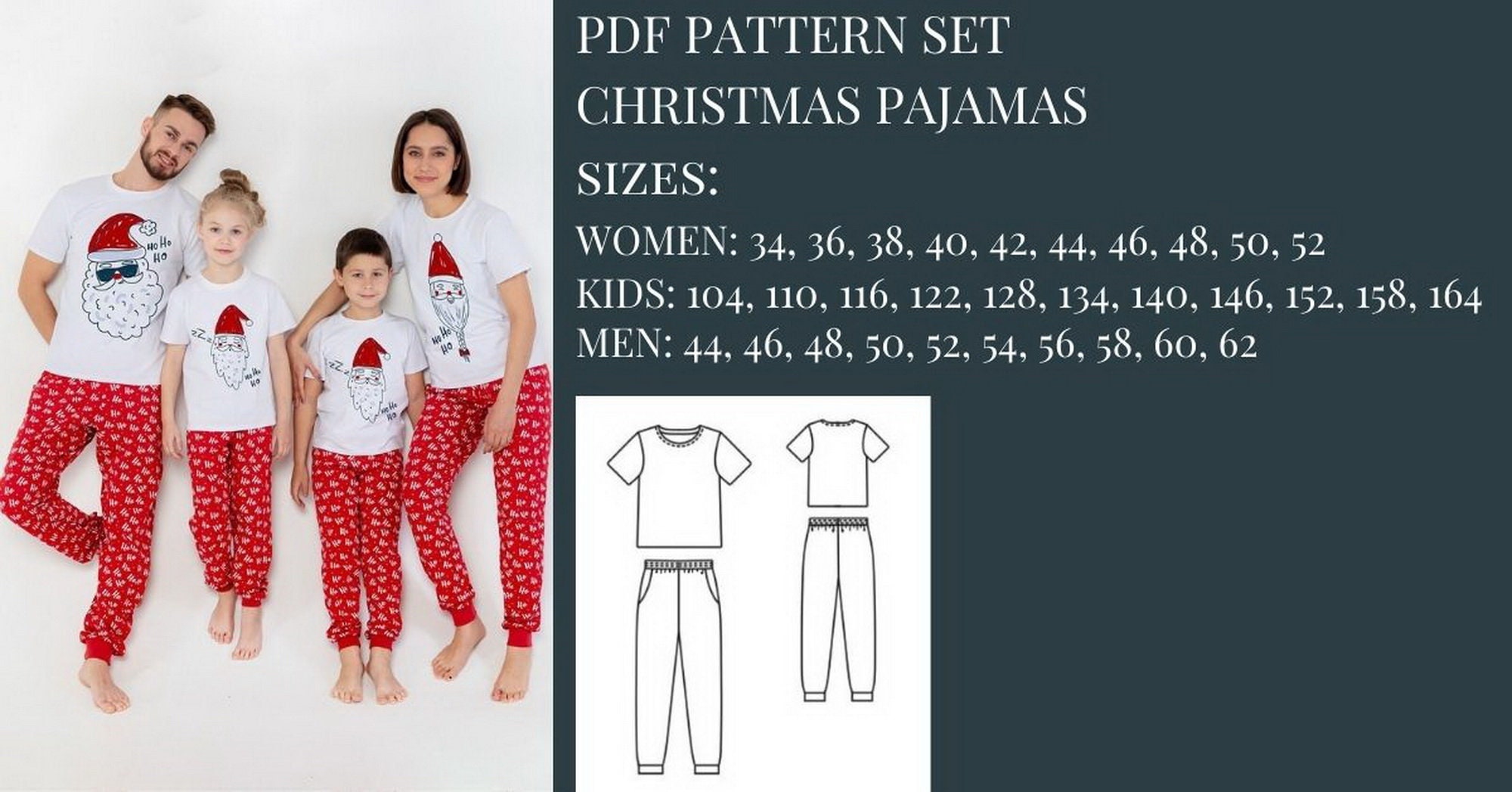 Christmas Pajamas Patterns Pajama Set Sewing Pattern Sleepwear - Etsy