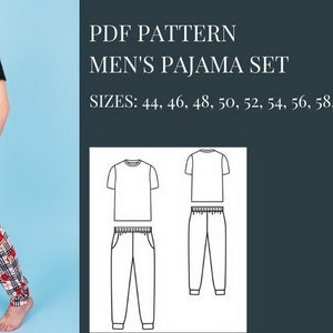 PDF Pajama Patterns Men's Pajama Set Sewing Pattern Loungewear Patterns ...