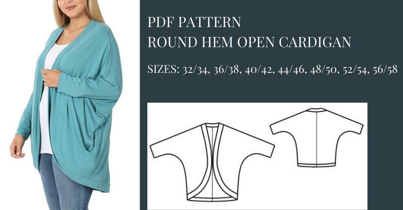 Round Hem Cardigan Pattern Curved Hem Cardigan Pattern - Etsy