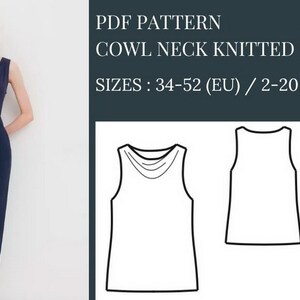Cowl Neck Top Pattern Blouse Pattern Sewing Patterns PDF Sewing Pattern ...