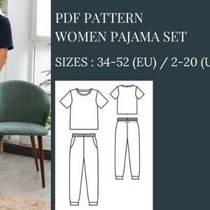 PDF Pajamas Patterns Women's Pajama Pattern Sewing Pattern Loungewear ...
