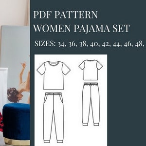 PDF Pajamas Patterns Women's Pajama Pattern Sewing Pattern Loungewear ...