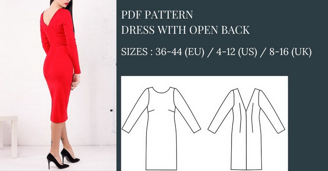 Open Back Dress Pattern PDF Sewing Pattern Womens Dress Pattern Dress ...