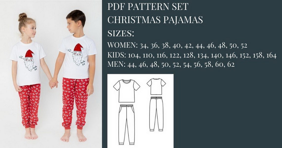 Christmas Pajamas Patterns Pajama Set Sewing Pattern Sleepwear - Etsy