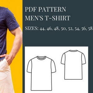 Men's T-shirt Sewing Pattern, Sewing Patterns, Pattern Sewing, PDF Men ...