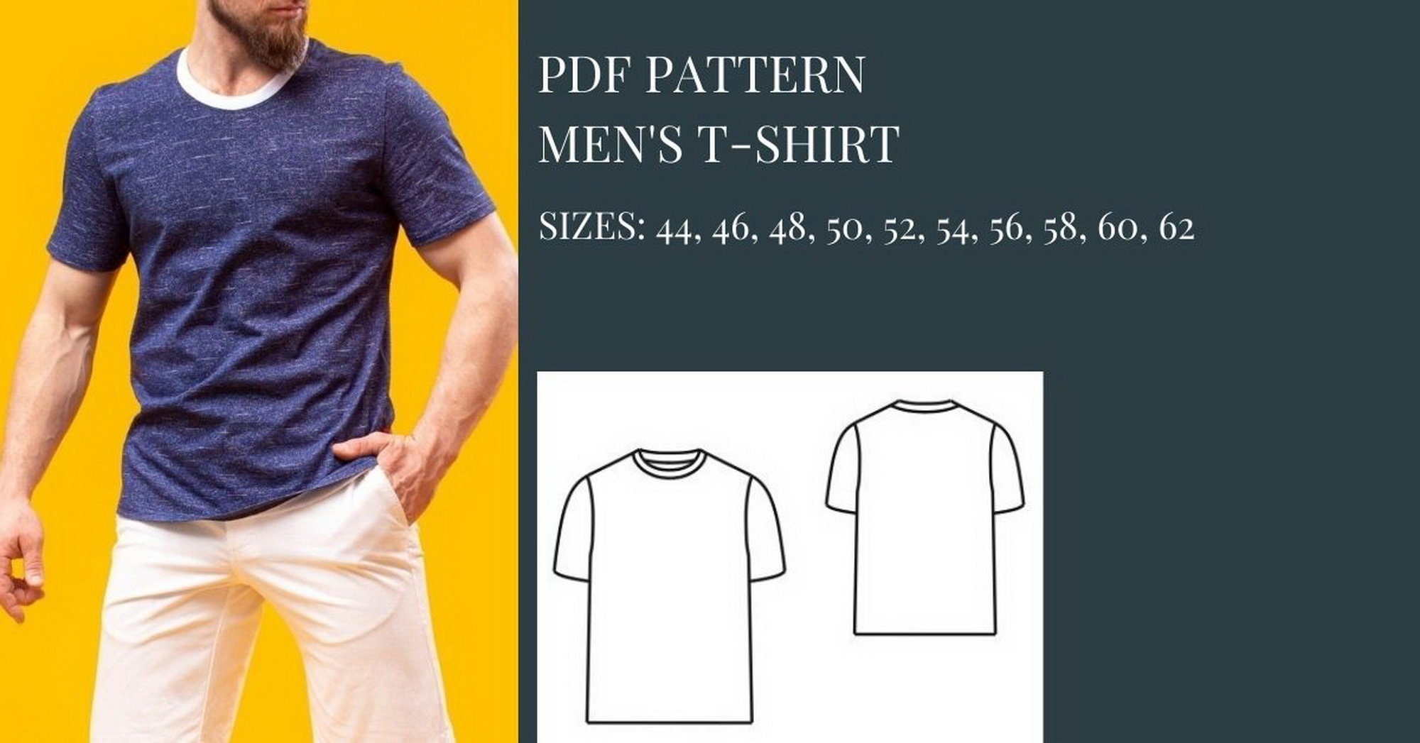 Men's T-shirt Sewing Pattern Sewing Patterns Pattern - Etsy