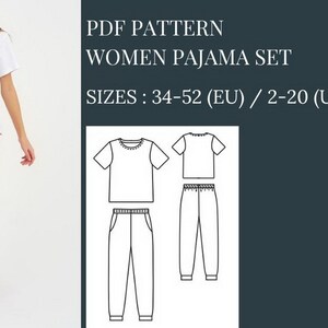 PDF Pajamas Patterns Women's Pajama Pattern Sewing Pattern Loungewear ...
