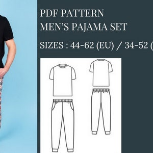 PDF Pajama Patterns Men's Pajama Set Sewing Pattern Loungewear Patterns ...
