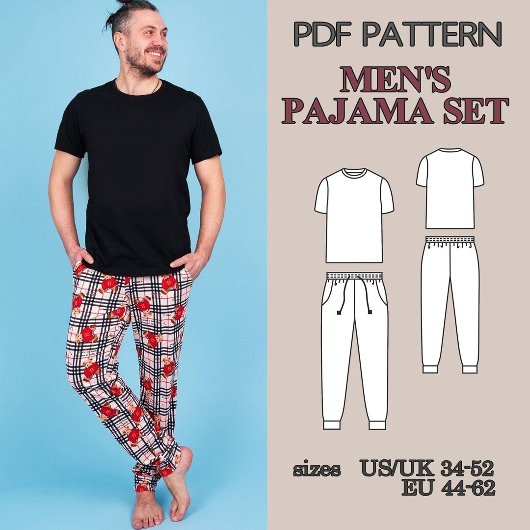 PDF Pajama Patterns Men's Pajama Set Sewing Pattern Loungewear Patterns ...