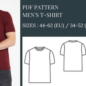 Men's T-shirt Sewing Pattern, Sewing Patterns, Pattern Sewing, PDF Men ...