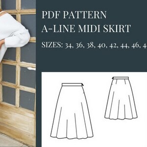 A-line Skirt Pattern Midi Skirt Pattern Clothes Pattern - Etsy