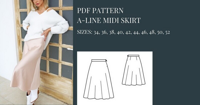 A-line Skirt Pattern Midi Skirt Pattern Clothes Pattern - Etsy