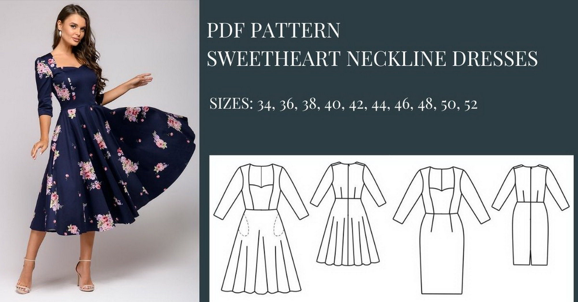 Dress Pattern Sewing Pattern Dress Pattern Sewing Midi - Etsy