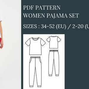 PDF Pajamas Patterns Women's Pajama Pattern Sewing Pattern Loungewear ...