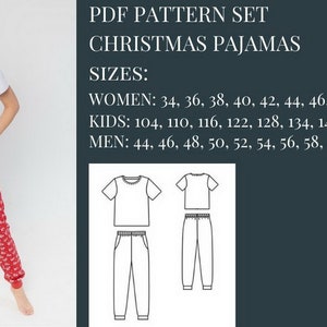 Christmas Pajamas Patterns Pajama Set Sewing Pattern Sleepwear Patterns ...