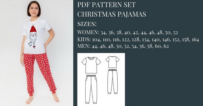 Christmas Pajamas Patterns Pajama Set Sewing Pattern Sleepwear - Etsy