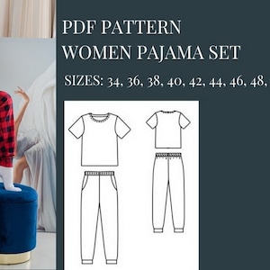 PDF Pajamas Patterns Women's Pajama Pattern Sewing Pattern Loungewear ...