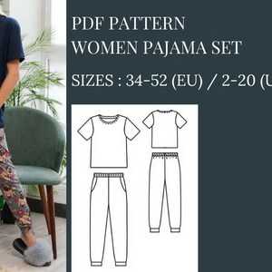 PDF Pajamas Patterns Women's Pajama Pattern Sewing Pattern Loungewear ...
