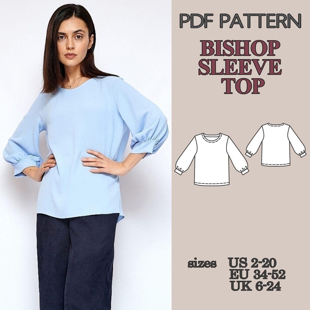 Bishop Sleeve Top Pattern, Blouse Pattern, Sewing Patterns, PDF Sewing ...