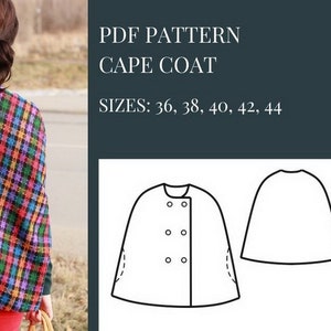 Vintage Sewing Pattern Womens, Cape Coat Pattern, Poncho Pattern, Cloak Pattern, Jacket Pattern ...