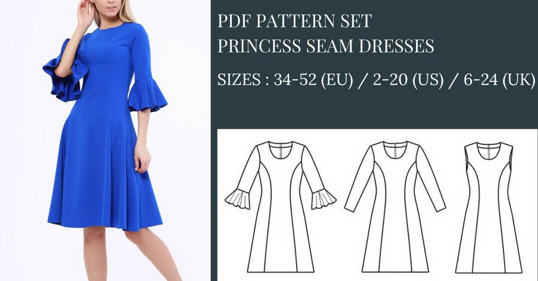 Pattern Sewing Princess Seam Dress Sewing Pattern Dresses Patterns PDF ...