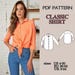 Classic Shirt Sewing Pattern, Women Office Shirt Pattern, Relaxed Fit ...