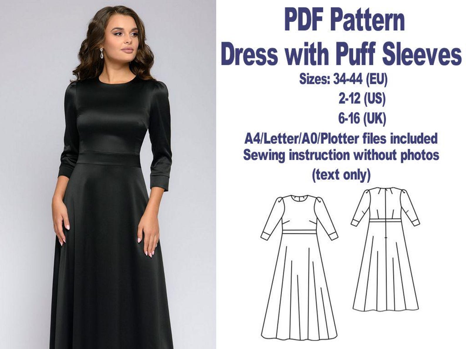 Dress Pattern, Sewing Patterns, Sewing Patterns for Women, Patterns ...