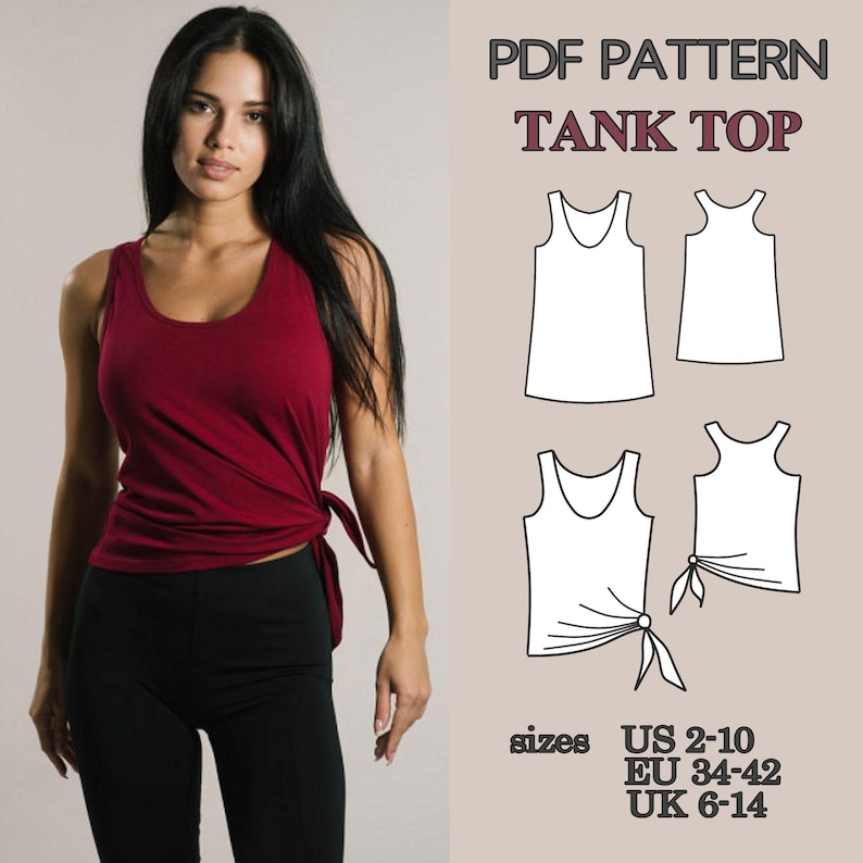 Tank Top Sewing Pattern, Sewing Pattern, Pattern Sewing, T-shirt Sewing ...
