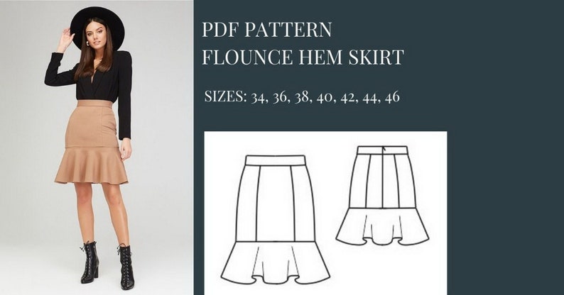 Flounce Hem Skirt Pattern Sewing Pattern Pattern Sewing PDF - Etsy
