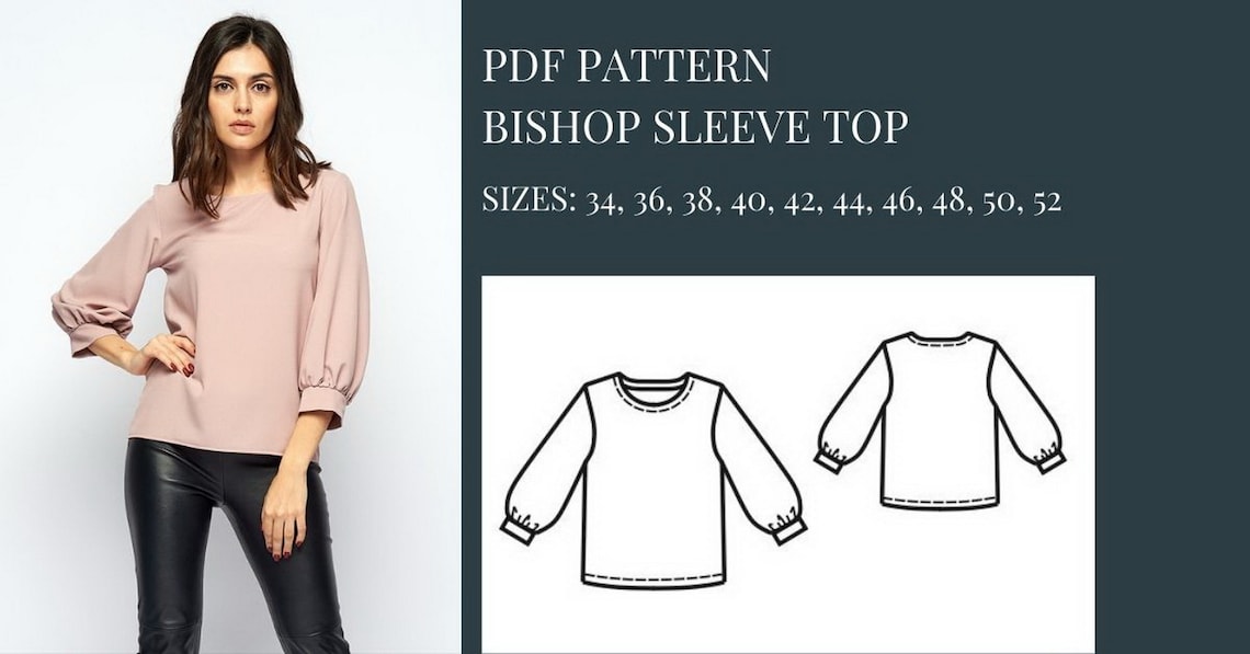 Bishop Sleeve Top Pattern Blouse Pattern Sewing Patterns - Etsy