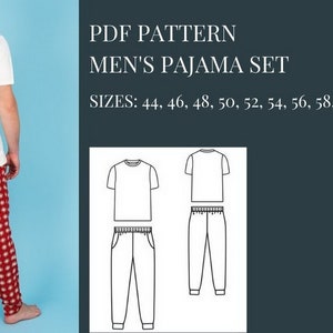 PDF Pajama Patterns Men's Pajama Set Sewing Pattern Loungewear Patterns ...