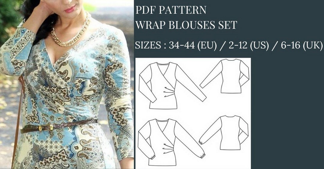 Wrap Blouse Pattern, Blouse Sewing Pattern, Sewing Pattern, Pattern ...
