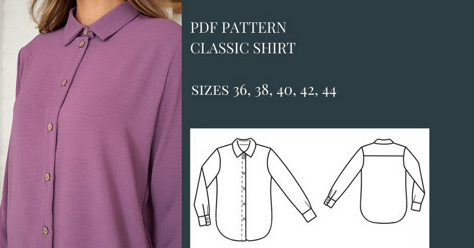 Shirt Pattern Classic Shirts Patterns Sewing Patterns | Etsy