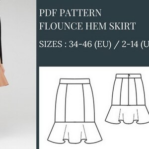 Flounce Hem Skirt Pattern, Sewing Pattern, Pattern Sewing, PDF Sewing ...