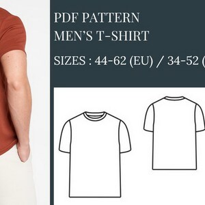 Men's T-shirt Sewing Pattern, Sewing Patterns, Pattern Sewing, PDF Men ...