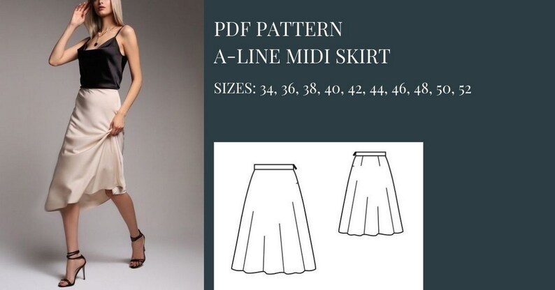 A-line Skirt Pattern Midi Skirt Pattern Clothes Pattern - Etsy