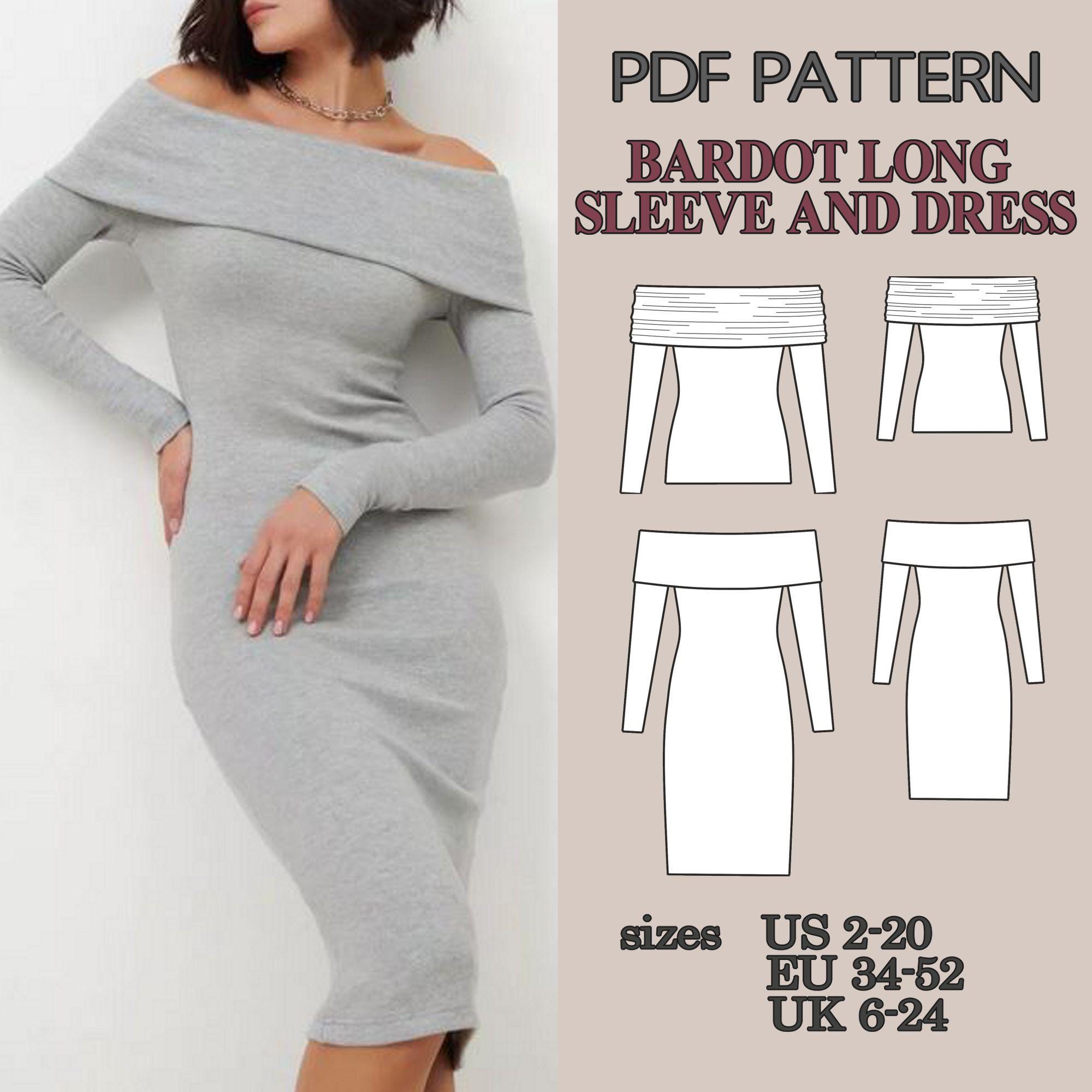 Fold Over off Shoulder Dress Sewing Pattern PDF Dresses Sewing Patterns ...